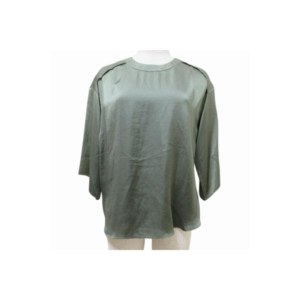 アメリカンラグシー AMERICAN RAG CIE サテン ブラウス カットソー 7分袖 プルオーバー バックプリーツ 緑 グリーン フリーサイズ X 【ブランド】アメリカンラグシー AMERICAN RAG CIE【表記サイズ】F【実寸...