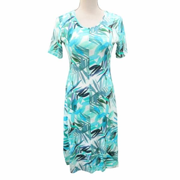 コルソロッソ CORSO ROSSO 美品 ワンピース ボタニカル柄 総柄 半袖 ロング 2 約S 青緑 グリーン 系 0804 レディース【表記サイズ】2（日本サイズ約S)【実寸サイズ】肩幅：35cm　身幅：40cm　袖丈：21cm　総丈...