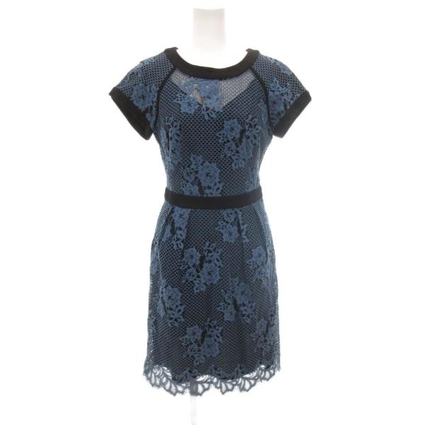 ナネットレポー nanette lepore ワンピース 膝丈 レース 半袖 4 ブルー ■YHS10 レディース【ブランド】ナネットレポー nanette lepore【表記サイズ】4【実寸サイズ】肩幅：26cm　身幅：39cm　袖丈：1...