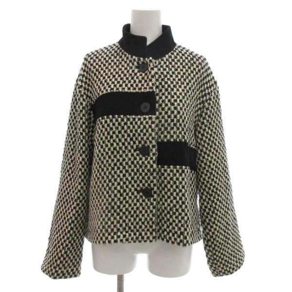 ケイコキシ KEIKO KISHI by nosh ツイードジャケット バンドカラー ウール 白 ホワイト 黒 ブラック 切替 /KR ■YHS16 レディース【ブランド】ケイコキシ KEIKO KISHI by nosh【表記サイズ】サイ...