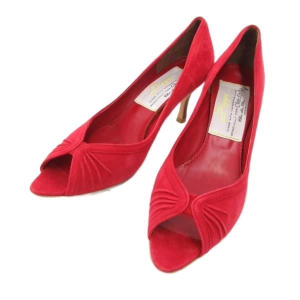ピッピ Pippi パンプス オープントゥ ハイヒール スエード 37 レッド ■YHS9 レディース【ブランド】ピッピ Pippi【表記サイズ】37【実寸サイズ】ヒールの高さ：7cm　最大幅：9cm　　【素材】スエード【色】レッド【状態】...
