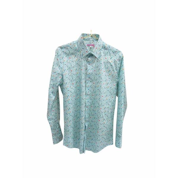 未使用品 COTON　DOUX シャツ 長袖COTON メンズ【ブランド】COTON　DOUX【表記サイズ】40【実寸サイズ】肩幅：47cm　身幅：52cm　着丈：79cm　袖丈：65cm　　【素材】綿【色】ブルー系【状態】・タグはありませ...