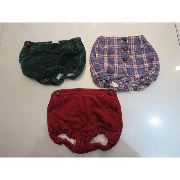 PEPALONDON ベビー服 おむつカバー PEPA London 6M 3点まとめ キッズ【ブランド】PEPALONDON【表記サイズ】6M【実寸サイズ】6M　【素材】コットン【色】レッド、グリーン、ブルー【状態】・大きく目立ったダメー...