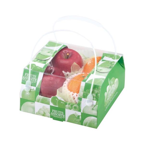 りんご及びその他フルーツ等に最適！！中身が見えるコンビネーション手提です。宅配便発送をする時は60サイズとして発送ができます。●型　番　L-2189●サイズ　内寸：195×195×125mm●材　質　本体：貼合　　　　　持ち手：PE　　　　...