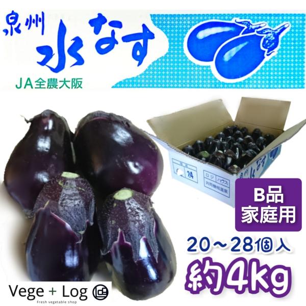 京都の卸売市場より、新鮮な大阪府産 泉州 生 水ナス B品 約4kg 20~28個入 を検品の上、産地箱でお届け致します。【水ナスとは】一般的にナスは灰汁が強く生食に向かない野菜ですが、水ナスは灰汁が少なく水分を多量に含んでおり、ほのかな甘...