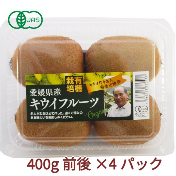 有機キウイフルーツ JAS認定 400g前後×4パック 産地：愛媛
