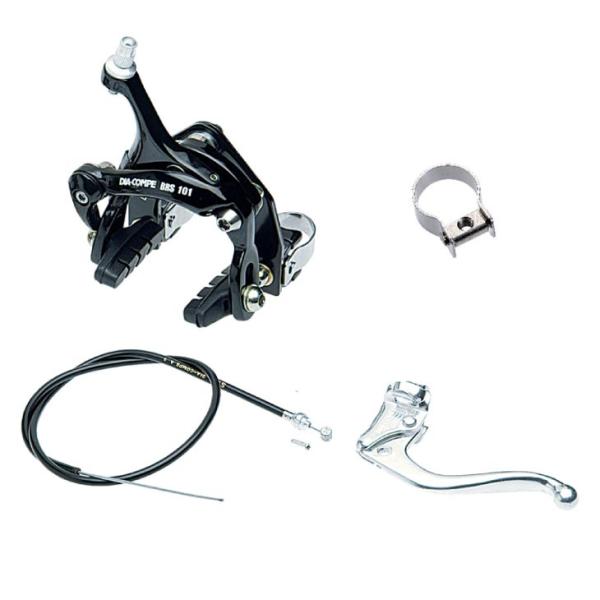 ・BRS101デュアルピボットキャリパー・ドロップ用左レバー（131D）・フロント用ブレーキワイヤー（700×595）・取付アダプター：丸フォーク用■フロント用ピストブレーキ、丸フォーク用■クロモリフォーク専用■カラー(ブレーキ本体)：ブラ...