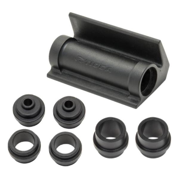 ■プラスチック／アルミ合金■100/110mmエンド用■φ5mm クイックリリース、φ15mmスルーアクスル用■付属品：　φ5mmクイック リリース用アダプター　φ15×100mmスルーアクスル用アダプター　φ15×110mmスルーアクスル...