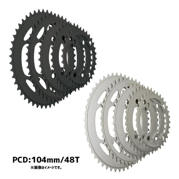 ■カラー：ブラック、シルバー■サイズ：48T■4アーム用■7〜9SPEED■PCD：104mm■素材：アルミ合金■商品コード：【CKR04401】ブラック【CKR04400】シルバー■JAN：【4935012038757】ブラック【4935...