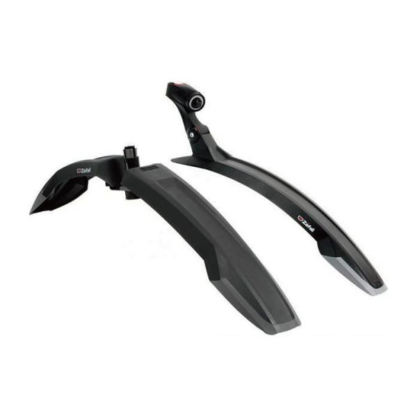 ■カラー：ブラック■材質：テクノポリマー■サイズ(約)：フロント：幅60-73mm (長さ:前部/260mm、後部/335mm)リア：幅66-72mm (長さ:530mm)■対応シートポスト径：(約)25〜32mm■重量：フロント/145g...