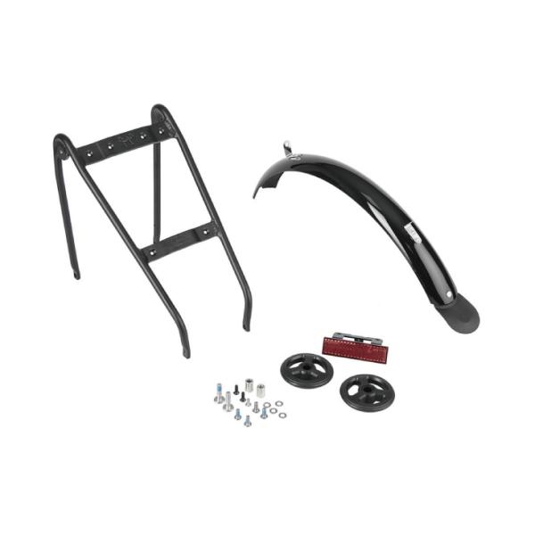 ■カラー：ブラック■重量：約340g■耐荷重：10kg■互換性：Pライン(およびElectric Pライン)、Tライン■内容：ネジ、ラック、ボルトホイール、スペーサーワッシャー、リアマッドガード、データシート■材料：熱処理されたアルミニウム...