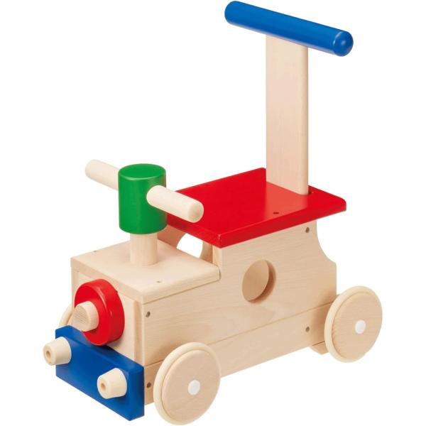 〜ポップなカラーリングが元気なイメージ〜前後に動かすとポッポ〜♪と音が鳴り響きます！ブナ材を使用しています。□　仕様　□対象年齢：18ヶ月以上サイズ：38.5×21×39.5cm※北海道・沖縄県は、別途送料がかかります。