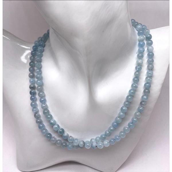 ☆素材　:天然アクアマリン　直径6mm☆サイズ　：80cm☆付属品　：ジュエリーケース付き                 Gem Grading System Japan 鑑別書付き　　　　　（ご注文確定後鑑定書作成いたします。）☆商品詳...
