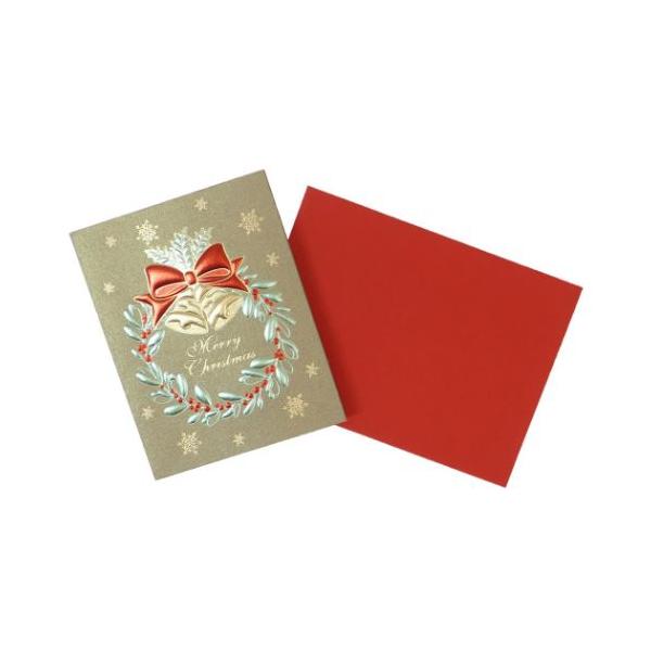 手紙 デザイン レターセット おしゃれ デザイン メッセージMERRY CHRISTMAS飾って楽しめるかわいいクリスマスカード箔押しやエンボスが美しいミニカードです。心温まるクリスマスを楽しんじゃおう封筒サイズ：約75x100mm付属の封...