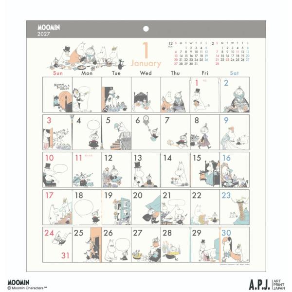【発売日：2026年08月13日】ムーミンの世界を365日違うアートで楽しめるユニークなコミックデザインカレンダー<br>書き込まなくてもかわいい、書き込めばもっと可愛い新感覚のスケジュールカレンダーです。<br>&...