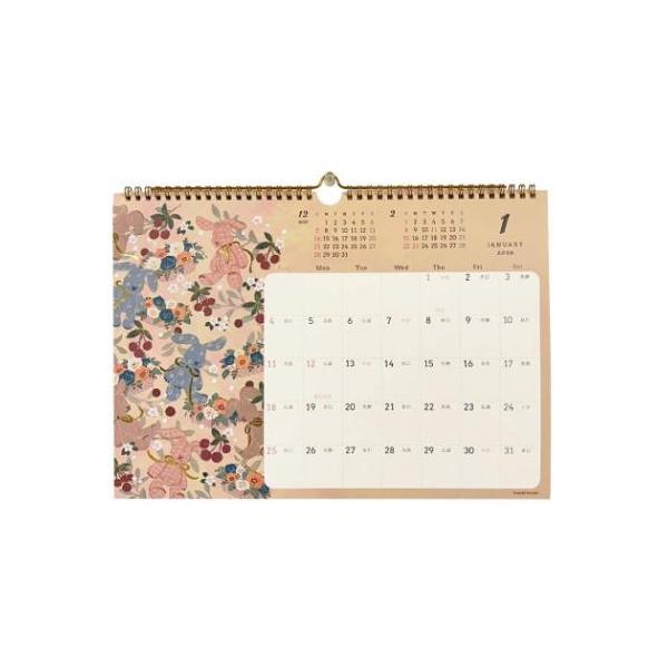 スケジュール おしゃれ カレンダー シンプル デザイン人気イラストレーター[Tomoko Hayashi/林朋子]の大人可愛いカレンダー金箔加工がおしゃれなおとなかわいいデザインでインテリアにぴったり一日のマスが大きく書き込みもしやすい  ...