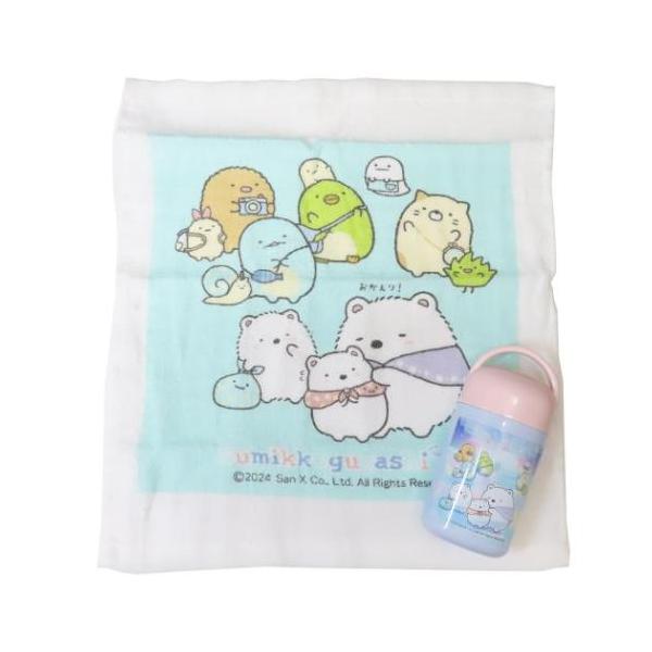 生活雑貨 おしゃれ タオル ギフトに 贈り物  プレゼントサンエックスの大人気キャラクター[すみっこぐらし]のキュートなランチ雑貨シリーズこちらは行楽や普段使いに便利な[おしぼりとケースのセット]開けやすいように持ち手が付いたケースです濡れ...