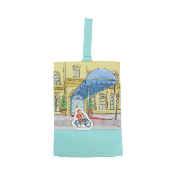 かわいい世界中で愛されている人気絵本[キュリアスジョージ/おさるのジョージ]のスクール雑貨シリーズこちらは体育館シューズ入れにぴったりな[シューズケース]動かして楽しいデザインワッペン付き 外側から名前が見えなくて安心な内側にネームタグが付...