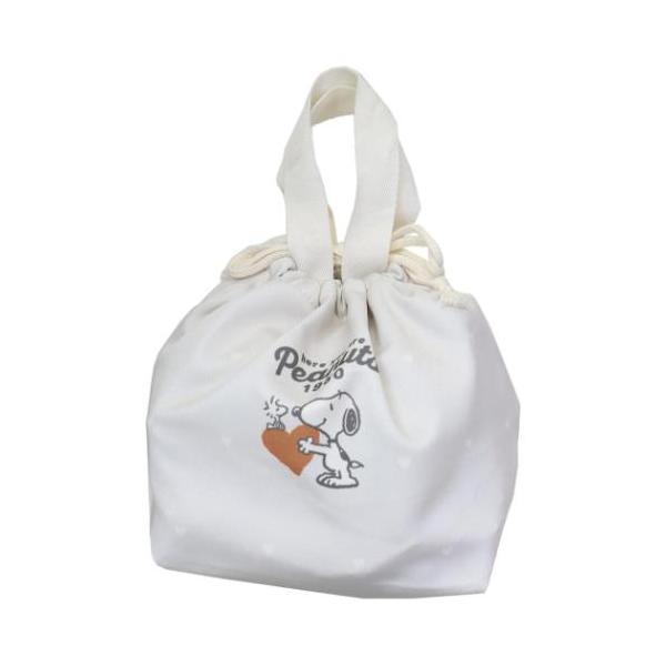 弁当 おしゃれ 生活雑貨　仕事 一人暮らし 巾着袋大人気[PEANUTS/SNOOPY]のキュートなランチ雑貨シリーズこちらは使いやすい[持ち手マチ付き巾着]巾着仕様のかわいいランチバッグですおにぎりやデザートケースをひとまとめにして、その...