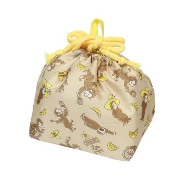 弁当 おしゃれ 生活雑貨　仕事 一人暮らし 巾着袋世界中で愛されている人気絵本[キュリアスジョージ/おさるのジョージ]グッズにまたまた可愛いnewアイテム登場こちらは定番人気アイテム[マチ付きランチ巾着]底にマチが12cm付いているのでお弁...