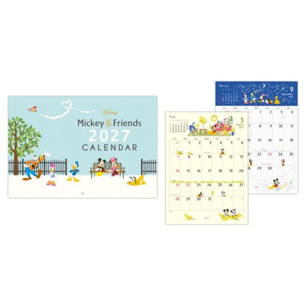 【発売日：2026年08月10日】たっぷりの書き込みスペースがうれしい二つ折りのカレンダー。広げると大きめサイズの壁掛けタイプとして使えます。季節にちなんだキャラクターの絵柄が楽しめる可愛らしいデザインです。サイズ：約220x322mm見開...