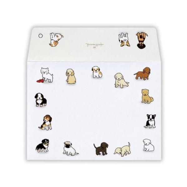 手紙 デザイン レターセット おしゃれ デザイン メッセージ犬が大集合！キュートなひとことふたこと箋用封筒こちらはプレゼントに添えるなど手渡しメッセージにぴったりな[ひとことふたこと封筒]ミニサイズの封筒が1柄4枚セットになっています。可愛...