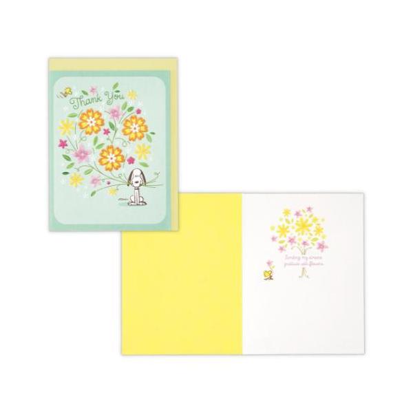 手紙 デザイン レターセット おしゃれ デザイン メッセージスヌーピーからたくさんの花をあなたに贈ってももらっても楽しいグリーティングカードこちらはラメ加工、エンボス加工がとってもかわいい[グリーティングカード]大切な気持ちを可愛いデザイン...