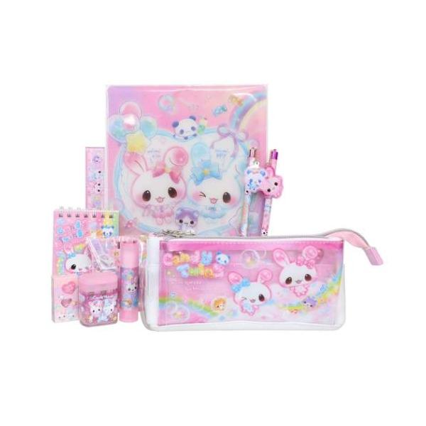 学校 文房具 文具 仕事 お道具箱 雑貨 勉強毎日が楽しくなるキュートなステーショナリーシリーズこちらは大好評の文具がパックになった[文房具10点セット]まとめ買いできてプレゼントにもおすすめなセットです[セット内容]メモ帳/鉛筆キャップ/...