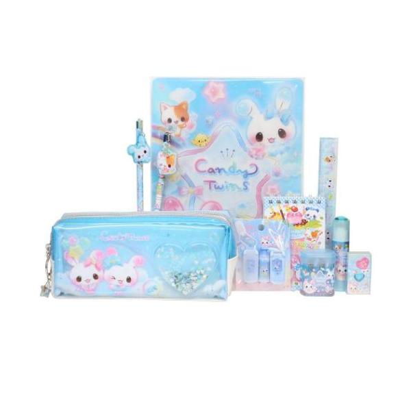 学校 文房具 文具 仕事 お道具箱 雑貨 勉強毎日が楽しくなるキュートなステーショナリーシリーズこちらは大好評の文具がパックになった[文房具10点セット]まとめ買いできてプレゼントにもおすすめなセットです[セット内容]メモ帳/鉛筆キャップ/...