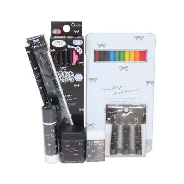学校 文房具 文具 仕事 お道具箱 雑貨 勉強新学期にぴったりな可愛らしいステーショナリーシリーズこちらは大好評の文具がパックになった[文房具8点セット]まとめ買いできてプレゼントにもおすすめなセットです[セット内容]ダース鉛筆（2Bx11...