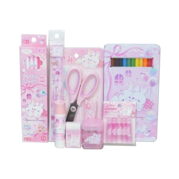 学校 文房具 文具 仕事 お道具箱 雑貨 勉強新学期にぴったりな可愛らしいステーショナリーシリーズこちらは大好評の文具がパックになった[文房具8点セット]まとめ買いできてプレゼントにもおすすめなセットです[セット内容]ダース鉛筆（2Bx11...