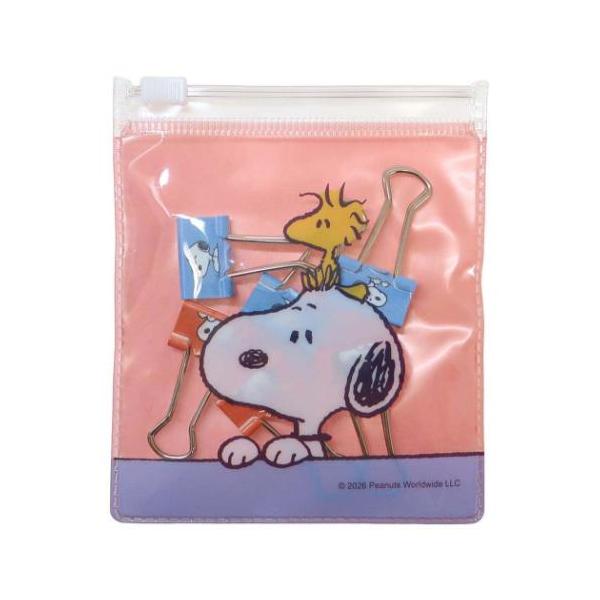 書類 整理 収納 クリップ 文具 文房具 おしゃれ 雑貨大人気[PEANUTS/SNOOPY]のキュートなステーショナリーシリーズこちらはとってもかわいいミニダブルクリップ携帯や保管に便利なスライダーポーチに2柄各3個のWクリップが入ってい...