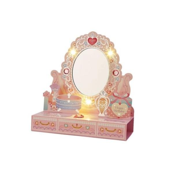 「メール便可」手紙 デザイン レターセット おしゃれ デザイン メッセージ贈ってももらっても楽しいかわいいグリーティングカードこちらはお誕生日にぴったりな立てて飾れる[立体ライト＆メロディーカード]お姫さま気分になれるドレッサー形のカードで...