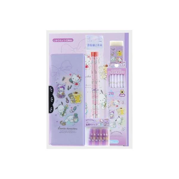 学校 文房具 文具 仕事 お道具箱 雑貨 勉強入学 新学期準備文具にぴったりのキュートなステーショナリーシリーズこちらはお揃いデザインの文房具が7点入りのステーショナリーセット入学祝いなどプレゼントにも最適です。[セット内容]コンパクトふで...