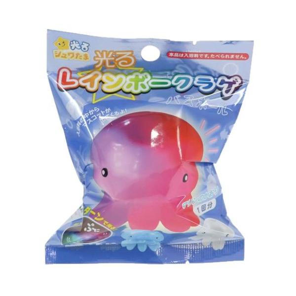 生活雑貨 おしゃれ 入浴剤 バス用品 掃除 日用雑貨大ヒットアイテム[光るバスボール]シリーズから[レインボークラゲ]が新登場バスボールを浴槽にいれると発泡しながら溶けていき…中から光るクラゲのマスコットがひょこっと現れますマスコットは押す...