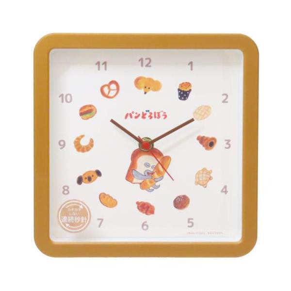 おしゃれ 置き時計 置時計 生活雑貨 家具 一人暮らし人気絵本[パンどろぼう]グッズにまたまた可愛いnewアイテム登場こちらは可愛いお部屋にぴったりな[スクエアウォールクロック]お部屋に馴染みやすいシンプルなデザイン音が鳴らないなめらか秒針...
