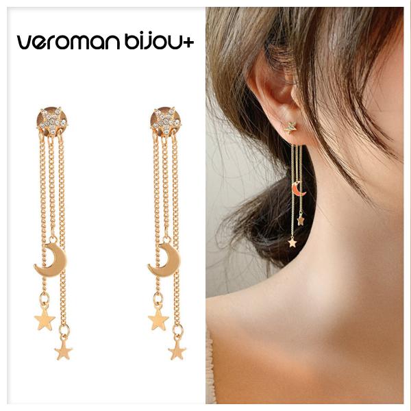 [ブランド]VeroMan BIJOU+[セット内容]ピアス両耳用[素材]合金[サイズ]長さ7.2cm×幅1cm[カラー]・ゴールド[特徴]・星と月のモチーフがロマンティックな雰囲気を演出・キラキラと輝くジルコニアが華やかな印象に・動くたび...