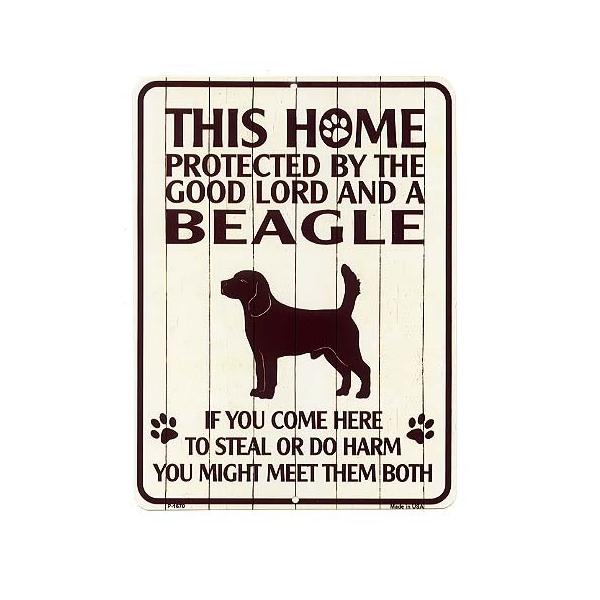かわいい愛犬のインテリア♪屋外でも室内でも飾っていただけるアメリカ製のプレートです★直輸入の格安価格でご紹介中！詳しくは商品説明欄をご覧ください。ビーグル 雑貨 PROTECTED BY THE GOOD LORD AND A BEAGLE...