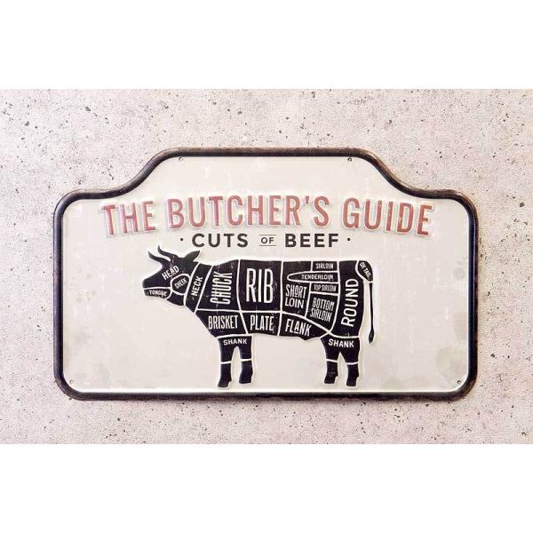 アンティーク調のアメリカンな金属製壁飾りです★錆びているように見えますが実際には錆びておりませんのでお部屋を汚すことなく飾っていただけます★詳しくは商品説明欄をご覧ください。牛さん CUTS OF BEEF エンボス加工 レトロ調 金属製壁...