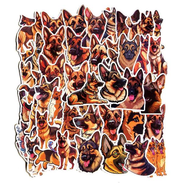 たっぷり５０枚セット♪ジャーマンシェパードのかわいいイラスト仕上げのステッカーです★色々な柄のシェパードがポップでかわいいですよね♪★詳しくは商品説明欄をご覧ください。ジャーマン シェパード 雑貨 ステッカー５０枚セット コート紙製 犬 ペ...