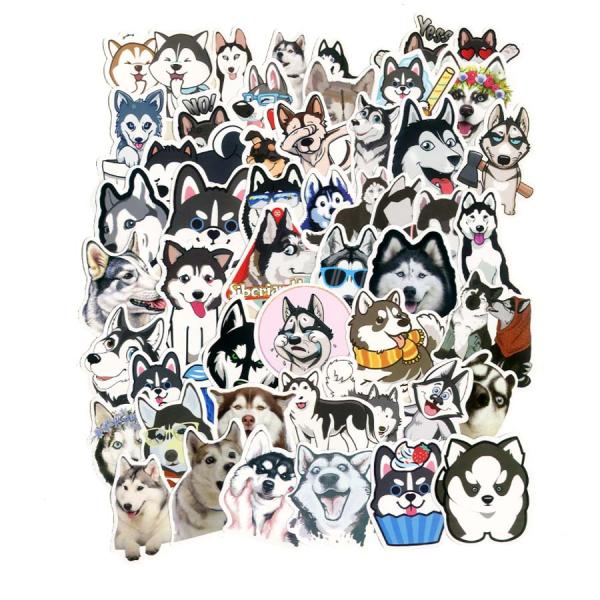 たっぷり５０枚セット♪シベリアンハスキーのかわいいイラスト仕上げのステッカーです★色々な柄のシベリアンハスキーがポップでかわいいですよね♪★詳しくは商品説明欄をご覧ください。シベリアンハスキー 雑貨 ステッカー５０枚セット コート紙製 犬 ...