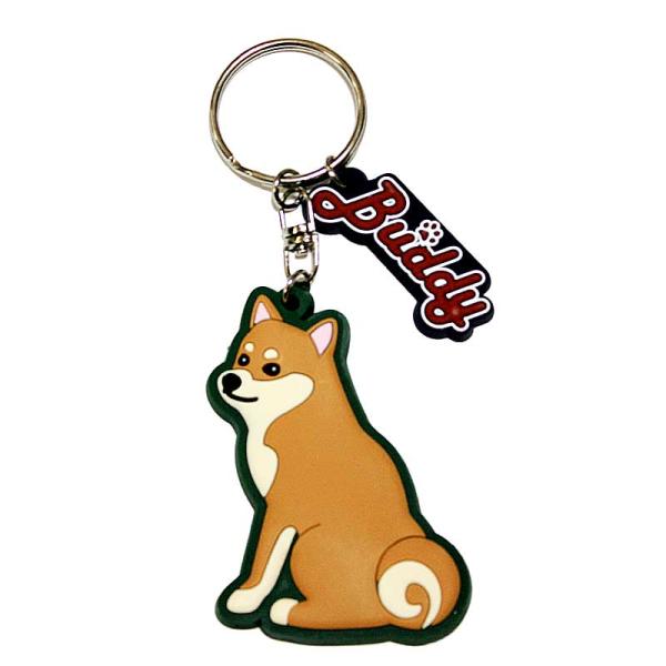 かわいい柴犬のキーホルダーです★この表情がとってもポップでかわいらしいですよね★小さいチャームの「Buddy（バディ）」は訳すと相棒って意味なのでこんなデザインのキーホルダーにはピッタリ！！★あなたもこんなキーホルダーで犬好きをアピールして...