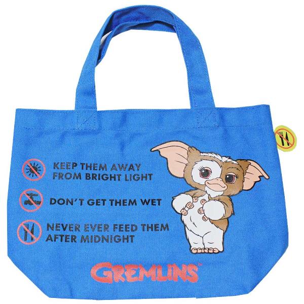 映画「グレムリン」のギズモ（モグワイ）のミニトートバッグです★このキャラクターらしい柄と３つのルールがデザインされているのが嬉しいですよね★ランチバッグにサブバッグにちょい持ちバッグに大活躍！(^^★詳しくは商品説明欄をご覧ください。グレム...
