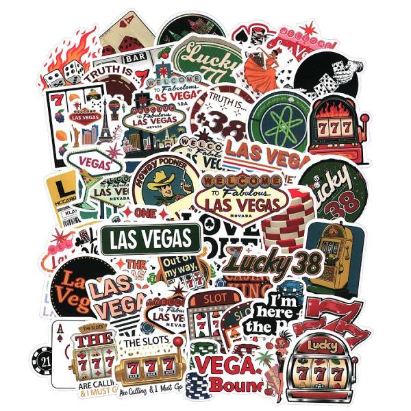 メール便送料無料！！１０００円ぽっきり♪たっぷり５０枚セット♪ラスベガスをテーマにしたステッカーです★ラスベガスならではの色々なデザインがアメリカンで嬉しいです♪あなたもこんなステッカーで色々なものをデコしてみませんか！？★詳しくは商品説明...