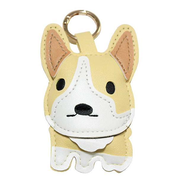【メール便全国送料無料でお届け】コーギーのPUレザー製のキーホルダー♪ハンドメイドの優しい柔らかな雰囲気のがこのデザインにマッチしていて嬉しいです★本来はキーホルダーですが引き輪タイプのリングになっておりますのでバッグチャームとしてもお使い...