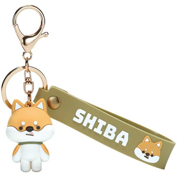 かわいい柴犬のキーホルダーです★このデフォルメされたデザインがポップでかわいいですよね★本体と同じ素材のソフトラバー製のストラップにも柴ちゃんのフェイスがデザインされているのも嬉しいです★引き輪タイプのリングも付いていますのでバッグチャーム...
