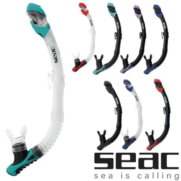 SEAC REVERSE DRYドライトップシステムが水の侵入を防ぎ左右どちらにも向けられるシリコン製マウスピースが長時間の快適さを提供。実用的なクリップでマスクに簡単に取り付けられ、ジャバラホースがレギュレーター使用時も邪魔にならない。パ...