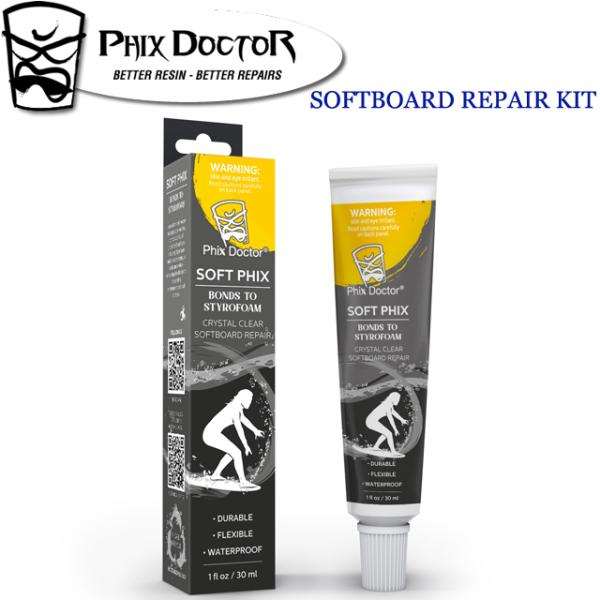 【PHIX DOCTOR SOFT PHIX SOFTBOARD REPAIR KIT 1oz】・ソフトボード用修理剤・ソフトボードの芯材でも表面でも使える・スタイロフォーム/EPS/EVA/HDPE/ゴム/木材/金属・ヘラ・サンドペーパー...