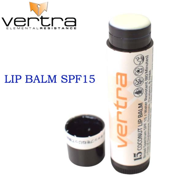 【VERTRA LIP BALM（リップバーム）SPF15 】夏のマリンスポーツはもちろん、スキー・スノーボードなど冬の日焼け対策にも使えるリップバーム■ 製品仕様■・クリアカラー・ココナッツの香り・パラベン不使用・広域スペクトラム・REE...