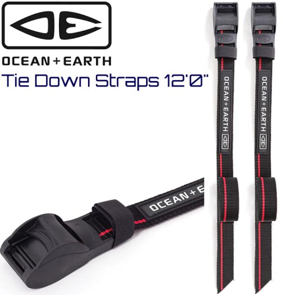 【TIE DOWN STRAPS（タイダウンストラップ）】・ルーフラック付きの車用サーフボードストラップ・柔軟性が高く、摩耗・UV・衝撃などに強い織り素材をベルトに採用・バックルにベルトを通すだけの簡単な固定方式・車やボードへの傷を防ぐバッ...